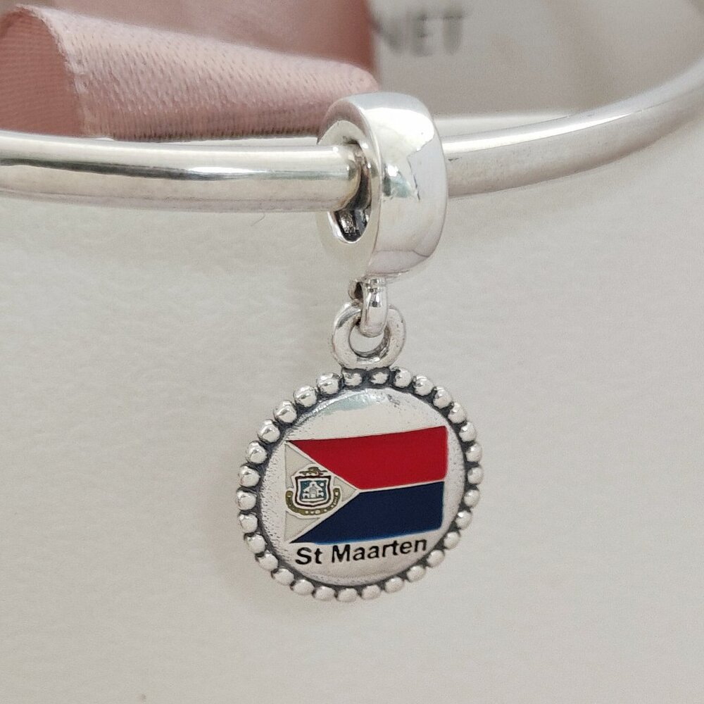 Pandora St Maarten Flag Exclusive Dangle Charm With B… - Gem